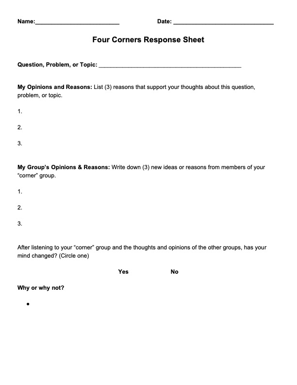 Four Corners Teaching Strategy